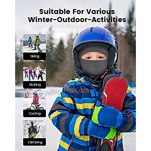 Aegend Kids Balaclava Windproof Ski Face Warmer for Cold Weather Winter Sports Skiing, Running, Cycling, 1 Piece, 4 Colors Gray
