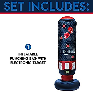 Franklin Sports Electronic Boxing Bag - Future Champs Inflatable MMA Kickboxing Bag - Toy Youth Equipment for Kids + Toddlers - 60" x 22"