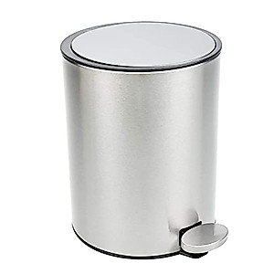 Bamodi Bathroom Bin 3L – Bathroom Bins with Lids – Small Pedal Bin for Bathroom, Toilet, Restroom – Stainless Steel Rubbish Waste Trash Can with Removable Inner Bucket (Silver)