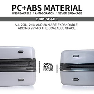 GinzaTravel Luggage Sets 3-Piece Expandable Suitcases with 4 Wheels PC+ABS Durable Hardside Luggage sets TSA lock(Gray, 3-Piece Set(20"/24"/28"))