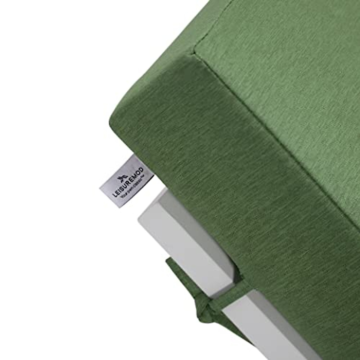 LeisureMod Chelsea Modern White Aluminum Chaise Lounge Outdoor Patio Chair with Side Table & Cushions Set of 2, Green