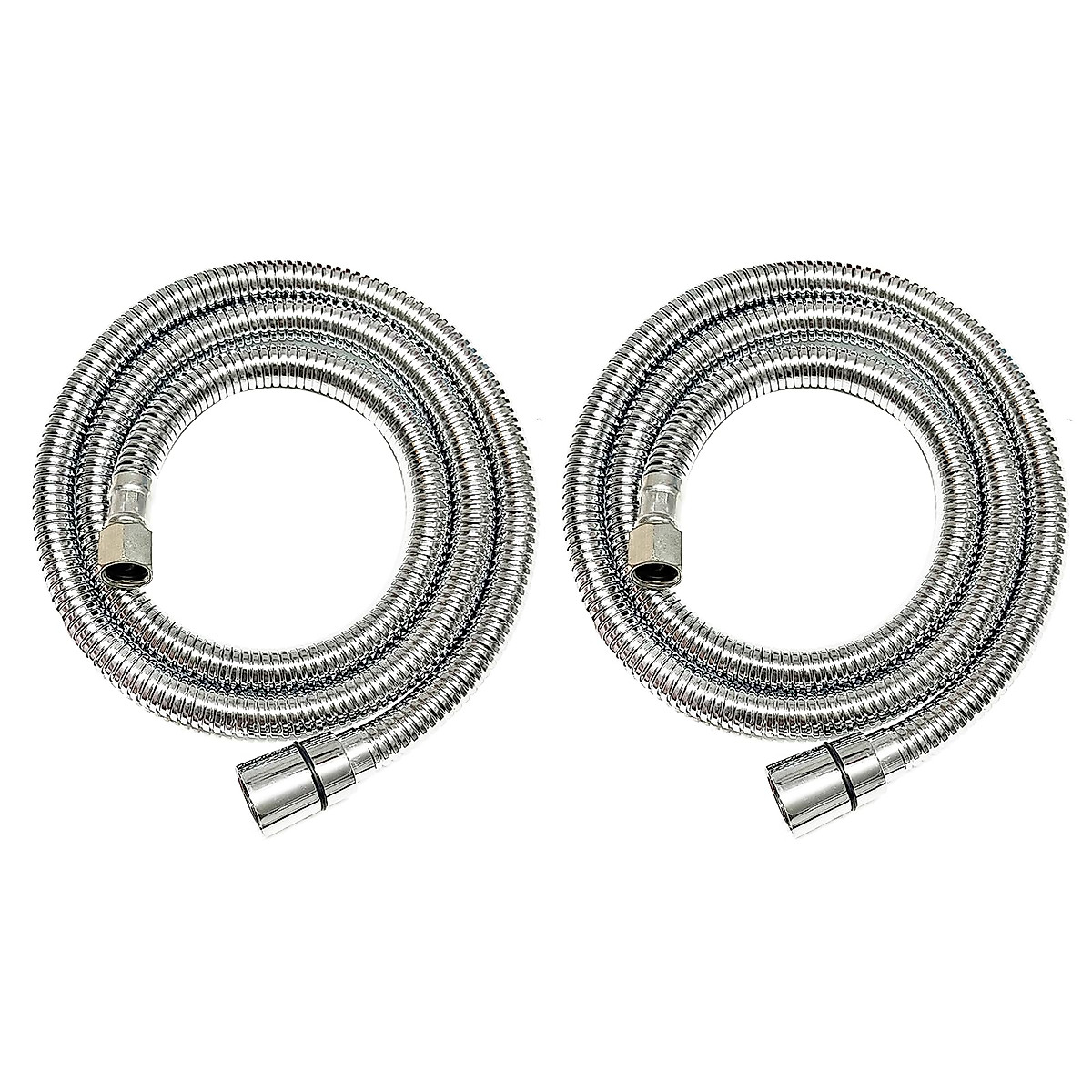 2 Packs Shampoo Bowl Hose, 1/2" Thread to 1/4" Thread Nut Stainless Steel Shampoo Hose for Professional Salon Shampoo Bowl, Sink Faucet and Sprayer Head Replacement Part