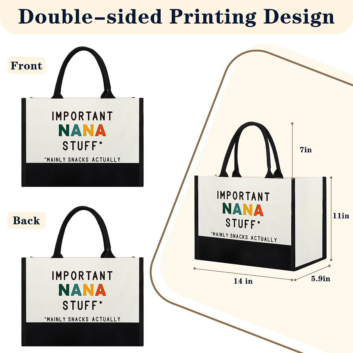 Xinezaa Nana Birthday Gifts from Grandkids, Mothers Day Gift for Nana, Nana Gifts for Grandma, Nana Christmas Gifts Ideas, Best Nana Ever Gifts, Unique Nana Tote Bag Gift