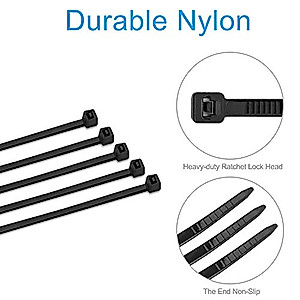 TEVADO 100 Pack Cable Zip Ties Heavy Duty 12 Inch, Premium Plastic Wire Ties with 50 Pounds Tensile Strength, Multi-Purpose Self-Locking Black Nylon Zip Ties for Indoor and Outdoor