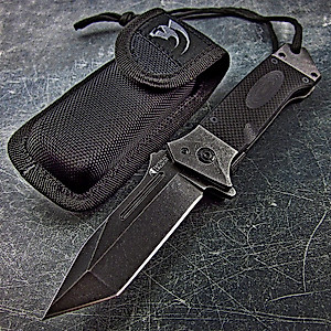 Tough Heavy Duty Everyday Carry Tanto Blade Ball Bearing Flipper Folding Pocket Knife with Sheath