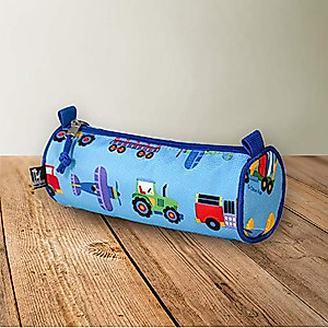 Wildkin Kids Zippered Pencil Case for Boys and Girls, Perfect for Packing School Supplies and Travel,600-Denier Polyester Pencil Cases Measures 8x3x3 Inches (Trains Planes & Trucks)