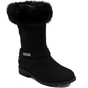 NAUTICA Girls Youth Warm Cold Weather Fashion Boots With Sherpa Fur Upper-Cosima Black-Size-3