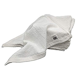 Marquis Mills 12 Inch x 12 Inch White Cotton Value Washcloths - Reusable Lt Weight Thin Cloth Rags - Bath/Exfoliating/Kitchen/Garage - 1 Lb per Dozen - Set of 24