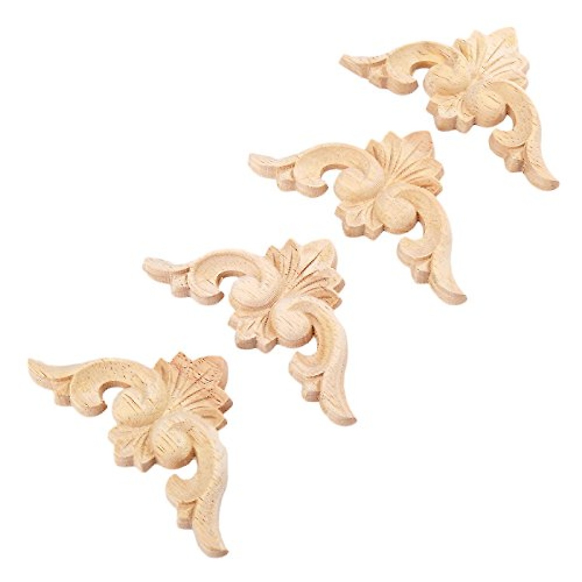 4-Pack Wood Carved Appliques Onlay Decal for Furniture, 6x6cm/2.36"x2.36", Corner Decal for Desk Cabinet Mirror Dresser Drawer Home Decoration