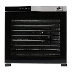 MEAT! 10 Tray Dehydrator with 10 Dishwasher Safe Trays, LED Control Panel, and Removable Drip Tray for Dehydrating Fruits, Vegetables, and Meat