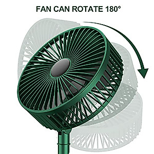 Maelifu Folding Fan Quiet 3- Speed Wind Highly Stretchable Simulated Natural Wind 180 ° Adjustment Battery Powered or USB Powered Home Desk Bedroom Portable Travel Mini Decorative Fan（Green