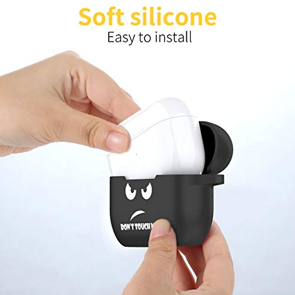 Airpods 3 Case Cover 2021,CACOE Silicone Case Cover for AirPods 3rd Generation,Black Protective Skin AirPod 3 Gen Cases Shockproof Air Pod Cute Funny Print Accessories with Keychain