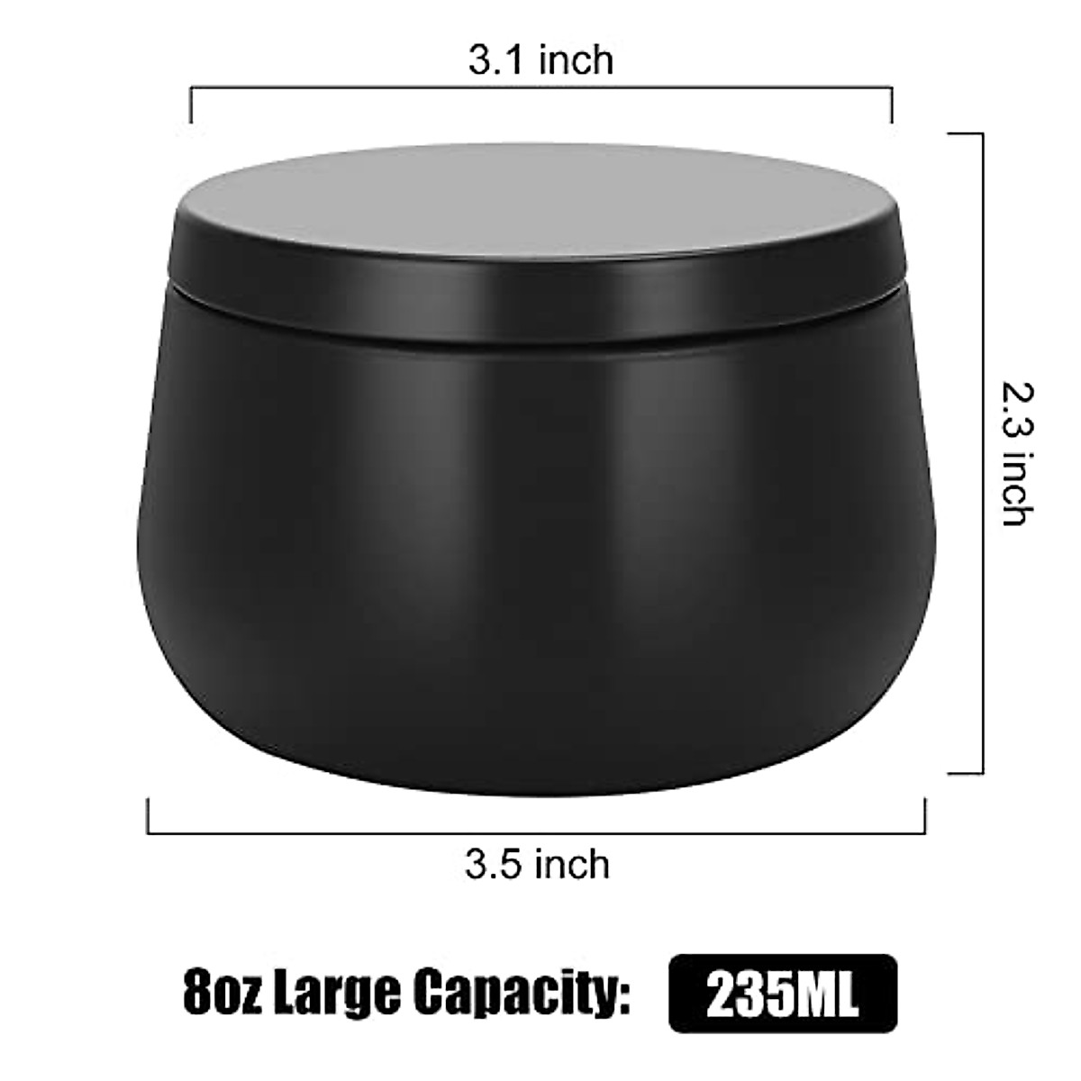 Beyoung Candle Tin Cans 24 Pieces, 8 oz Round Metal Candle Jars with Lids, Ideal for Candles Making/Arts & Crafts/Storage Gifts,Black