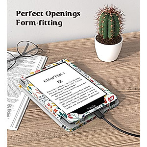 MoKo Case for 6.8" Kindle Paperwhite (11th Generation-2021) and Kindle Paperwhite Signature Edition, Slim PU Shell Cover Case with Auto-Wake/Sleep for Kindle Paperwhite 2021, Flowers