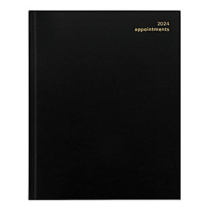 Letts of London Principal Weekly Planner, 12 Months, January to December, 2024, Week-to-View with Appointments, Quarto Size, 10.25" x 8.25", Black (C30YABK-24)