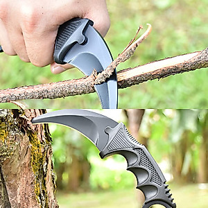 LDIWEE Karambit Knife, CS-GO Game Knife Fixed Blade Knife, Stainless Steel Knife with Sheath and Cord for Camping Hunting Hiking Adventure Collection - Rainbow and Black