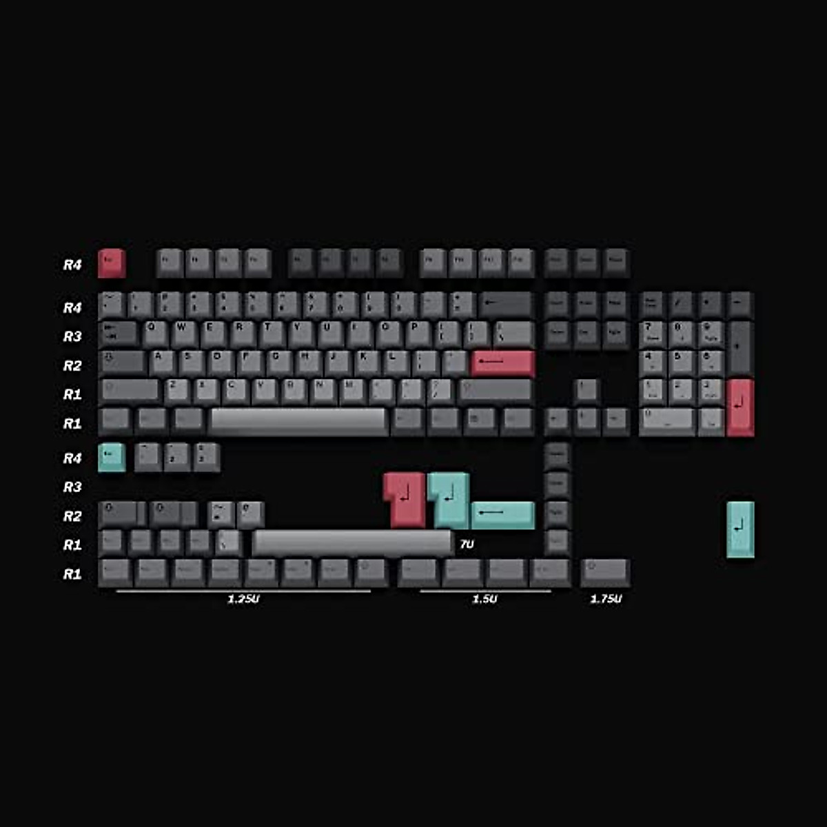 HK GAMING Custom Keycaps | Dye Sublimation PBT Keycap Set for Mechanical Keyboard | 139 Keys | Cherry Profile | ANSI US-Layout | Compatible with Cherry MX, Gateron, Kailh, Outemu | Stealth Dolch