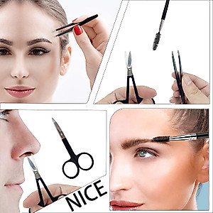 Professional Tweezers for Eyebrows, 6 Pack Stainless Steel Tweezers for Ingrown Hair Removal, Precision Brow Tweezers for Women & Girls, Plucking Daily Beauty Tool with Leather Travel Case