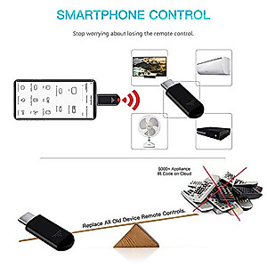 R09 Mini Smartphone IR Remote Controller Adapter for Android Smart Phone Mini Infrared Universal Control All in One Air Conditioner/TV/DVD/STB (Black-Type C)