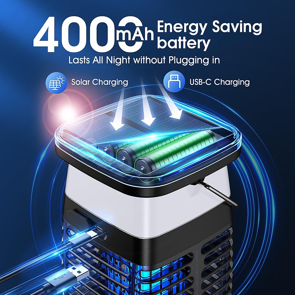 Bug Zapper Outdoor, Rechargeable & Portable Solar Bug Zapper Mosquito Zapper,123456789