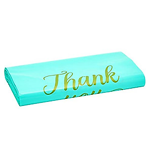 Stockroom Plus 100 Pack Thank You Merchandise Bags for Small Business, Boutique, Party Favors (Teal, 12 x 15 Inches)