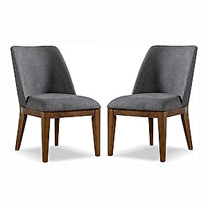 Furniture of America Merlin Modern Solid Wood Dining Chairs Set of 2, Comfortable Upholstered Seating for Home, Kitchen, Living Room, Gray