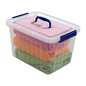 Morcte 10 L Plastic Lidded Storage Bin, Clear Storage Box, Pack of 6