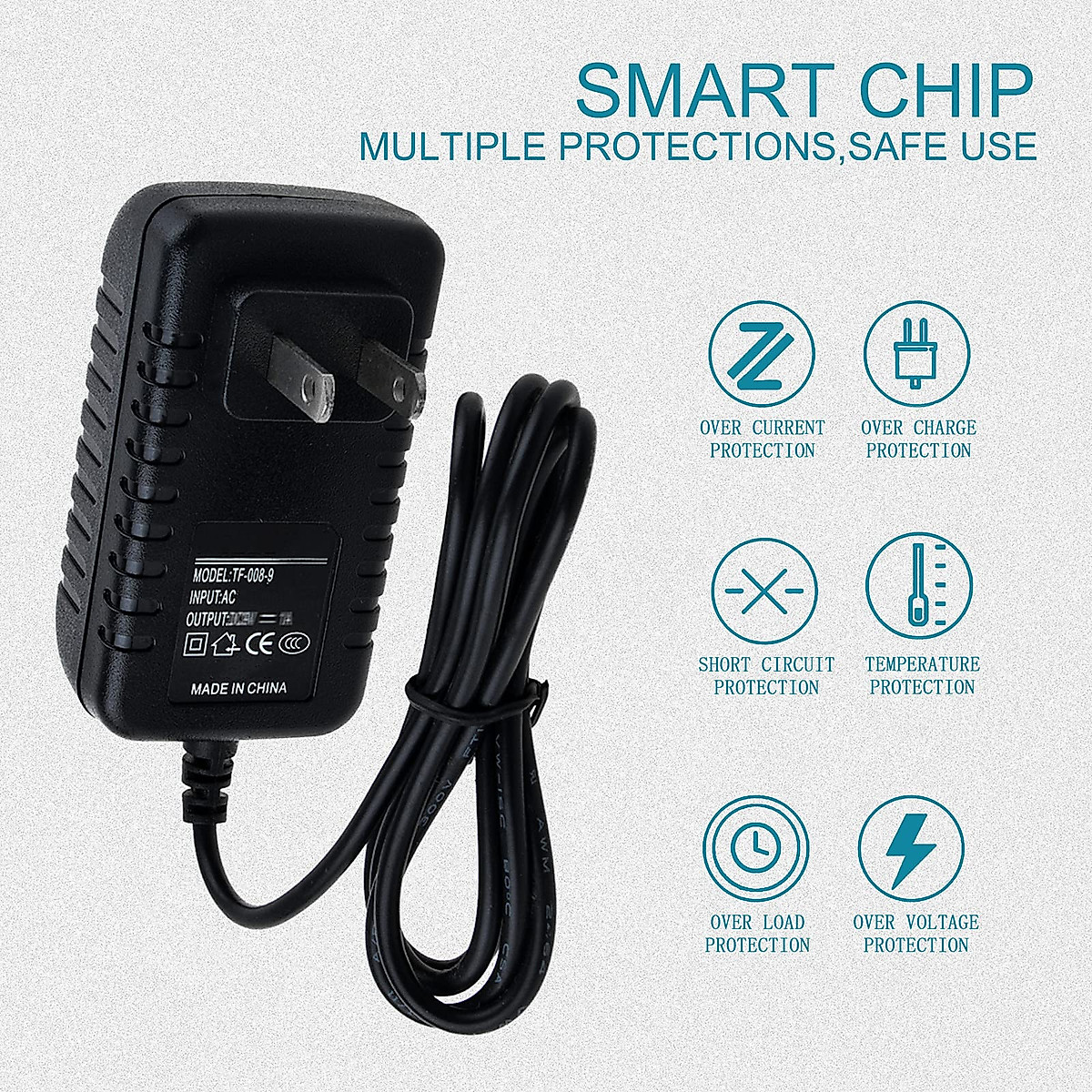 Dysead Adapter for 13V 2A AC/DC Adapter Power Supply Charger 2.5mm x 5.5mm Tip Center + Positive