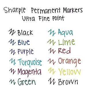 Sharpie Permanent Markers, Ultra Fine Point, Black, 12 Count - 1 Pack
