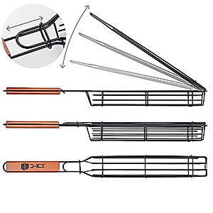 D-ICE Kebab Grilling Basket & Grilling Skewers Stainless Steel - Kabob Grilling Baskets set of 4 & 2 Metal BBQ Skewers. Kabob Basket for Veggies, Jumbo Shrimps - Grilling Baskets & Barbecue Skewers