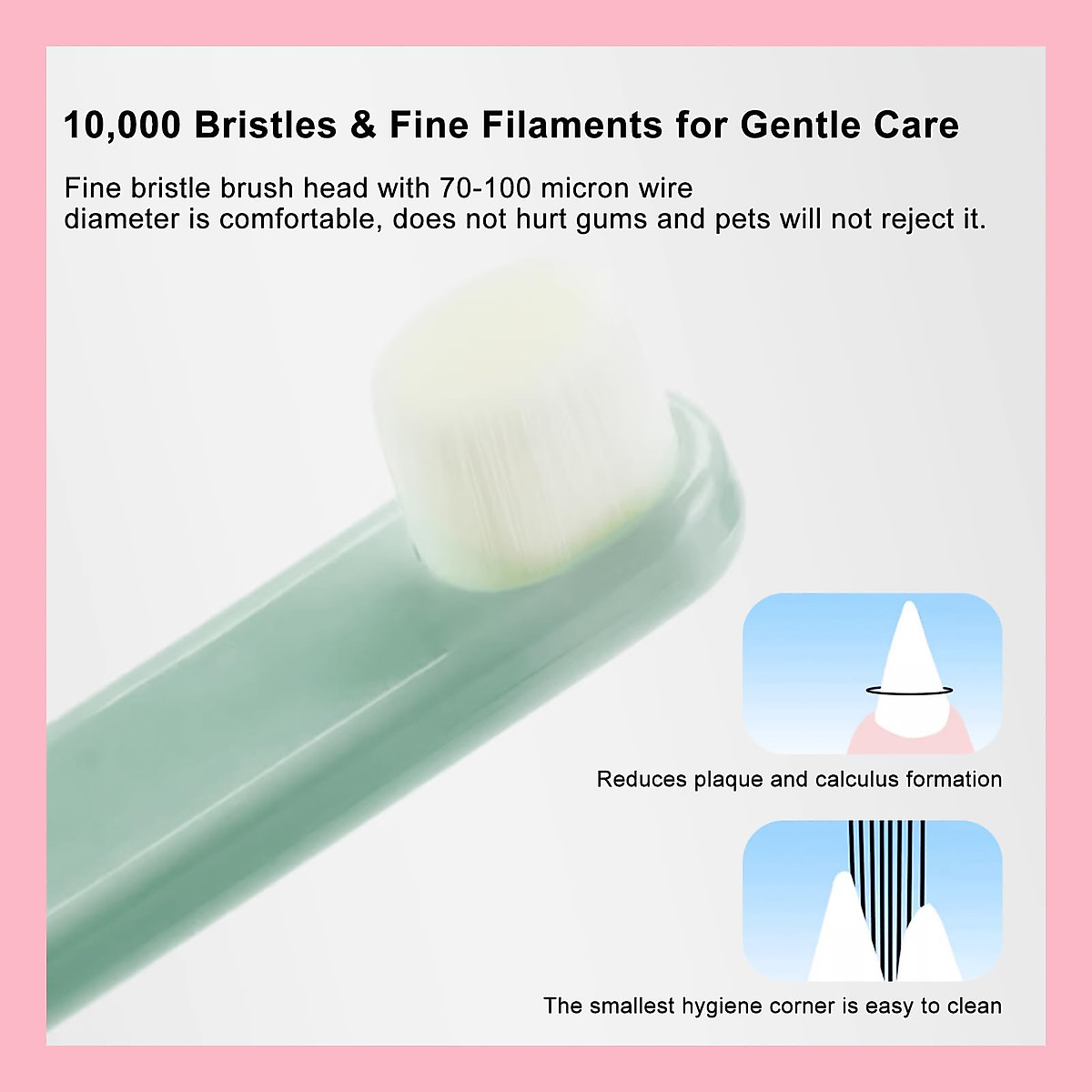 HDFCLUP 4 Pack Pet Dog Toothbrush, Extra Soft Dog & Cat Toothbrushes Dental Cleaning Brushes for Puppy Small Dog and Cat Dogs Teeth Dental Health Kit, White, Pink, Green, Gray