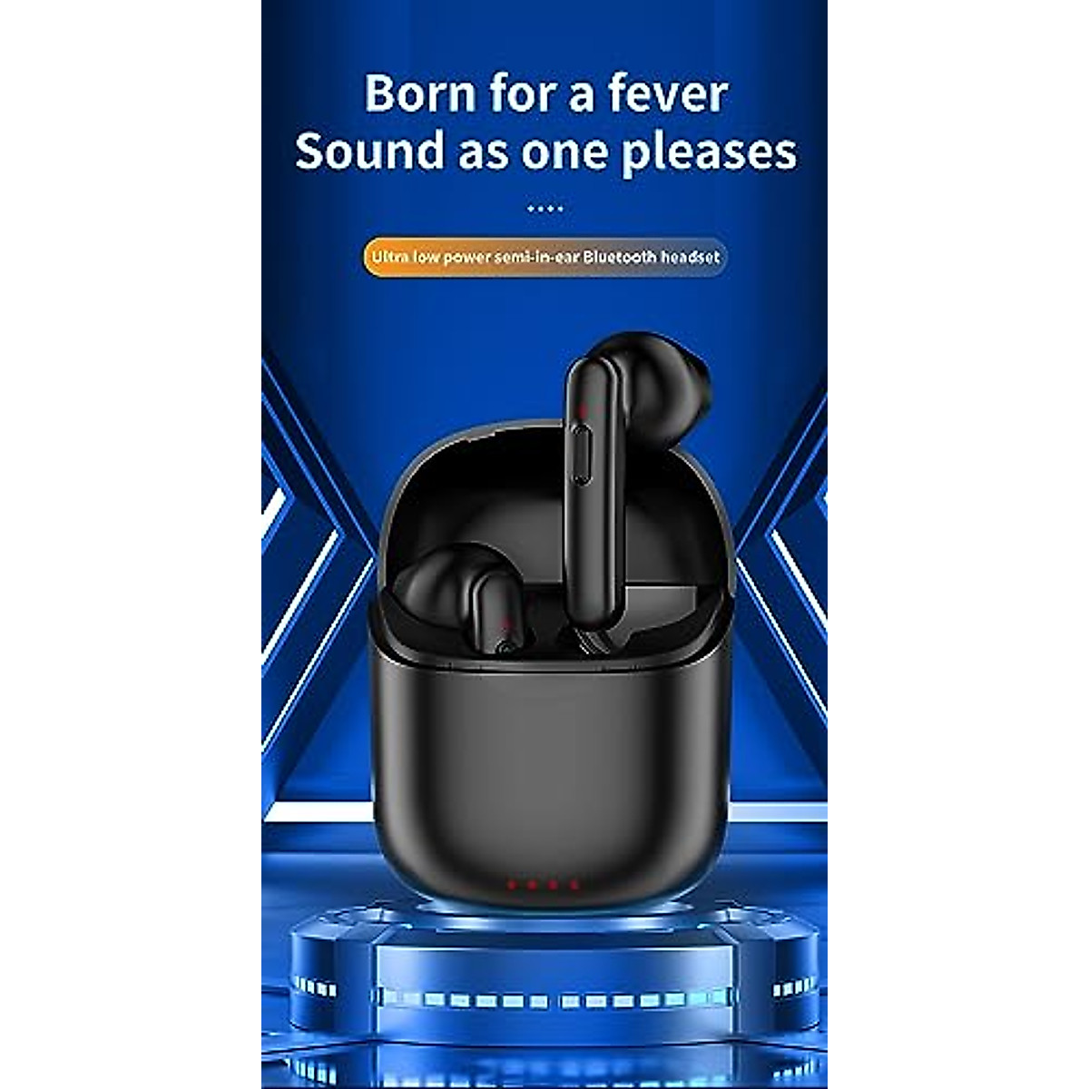 WesTch True Wireless Earbuds Bluetooth 5.3 Headphones Button Control with Wireless Charging Case IPX4 Waterproof Stereo Earphones Half in-Ear Built-in Mic Headsets (White)