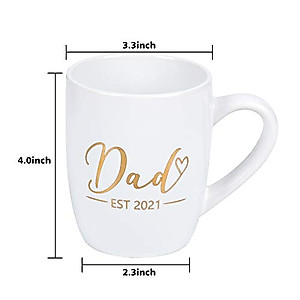 Mom and Dad Mug Set Est 2021, New Mom and Dad Gifts, New Parents Gifts, Mom and Dad Gift Set for New and Expecting Parents to Be, New Pregnancy Announcement Gifts, Gold Printed 12Oz White