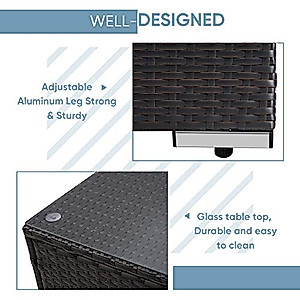 SUNCROWN 5-Piece Outdoor Patio Furniture Sofa Set All-Weather Wicker Sectional Sofa Couch Conversation Sets with Washable Cushions and Coffee Table (Brown)