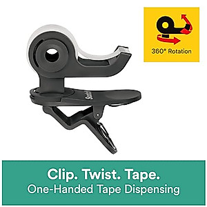 Scotch Brand Clip & Twist Tape Dispenser, Great for Gift Wrapping, Clips to Desks, Tables, Easy Charcoal Gray, 3-Pack (C19-3PK-SIOC)