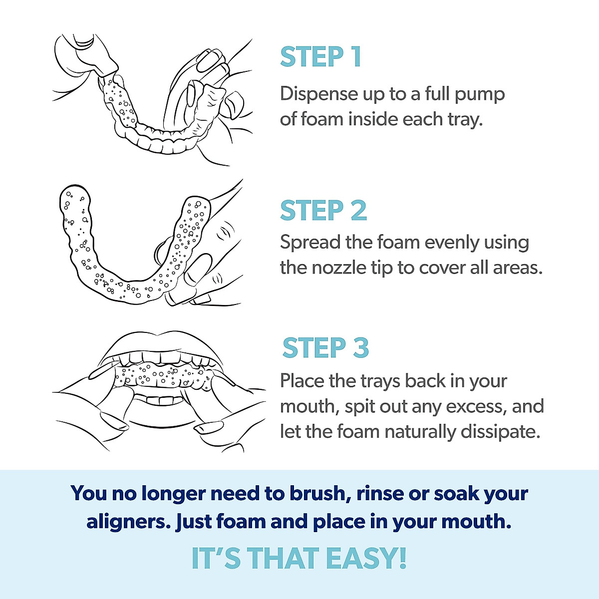 EverSmile AlignerFresh Extra Whitening Aligner & Retainer Cleaning Foam. AlignerFresh Cleaning Foam for Invisalign, ClearCorrect, Essix, Hawley Trays/Aligners. Cleans, Kills Bacteria & Whitens Teeth.