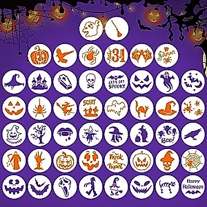 Winmany 48PCS Stencil Template for Painting Halloween Drawing Template Reusable Openwork Stencil Painting DIY Crafts on Wood Wall Home Decor (48PCS Halloween)