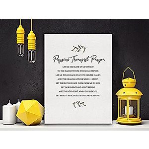 Therapist Gifts for Women Men Framed, Physical Therapist Prayer Poster Canvas Wall Art Painting Ready to Hang for Home Office Decor Graduation Gifts Healthcare Gift - Easel & Hanging Hook 11.5x15 Inch
