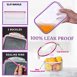 RockBerry 50 Pcs Large Food Storage Containers with Lids Airtight-85 OZ to Small Containers-Total 526 Oz BPA Free Plastic Stackable Containers For Pantry kitchen Organization, Microwave Safe