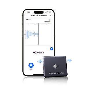 64GB Smart Voice Recorder, iZYREC Voice Activated Recorder with Phone App, 30 Hours Continuous Recording, Audio Recording Device Enhanced AI Noise Canceling Perfect for Meeting Interview Multi (Grey)