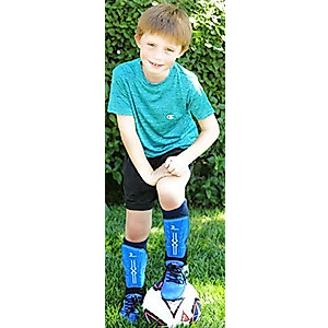 Kids Shin Guard XS Size fits Most Kids Ages 3-5 (Blue)