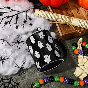 Whaline Halloween Mug 12oz Cute Ghost Coffee Mug Black White Ghost Ceramic Drinking Mugs Halloween Party Cups for Home School Office Table Centerpieces Housewarming Gift Party Supplies