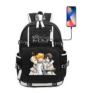 ISaikoy Anime The Promised Neverland Backpack Bookbag Laptop Bag Shoulder Bag Daypack School Bag 11