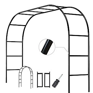 Garden Arch Trellis for Climbing Plants Outdoor Garden Arches and Arbors Wide Garden Arbor 7.9ft x 6.4ft or 4.9ft x 7.9ft Metal Trellis Arch for Grape Rose Vines and Indoor Party Decoration (Black)
