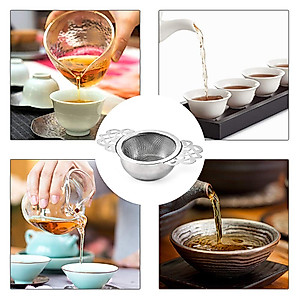 Picowe 2 Pack Tea Strainer Bowl, Stainless Steel Sliver Tea Strainers for Loose Tea Fine Mesh for 2.5-4 Inch Cup Mouth