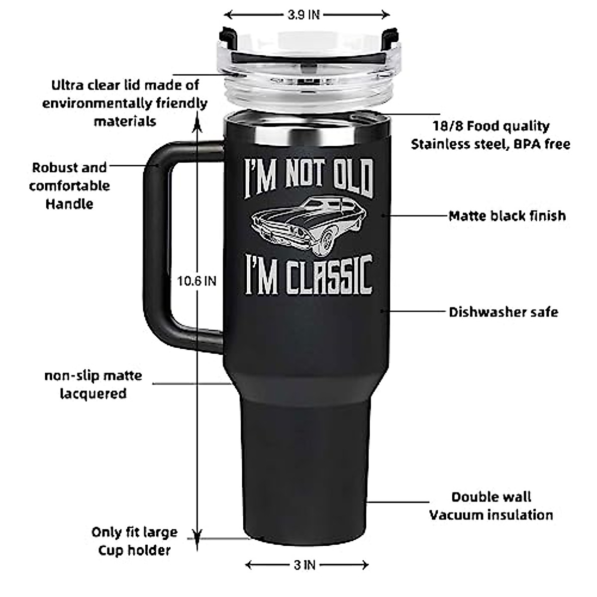 AMAZPRINTS Dad Gifts from Daughter Son - Gifts for Dad, Grandpa, Men - Birthday Gifts for Men - Dad Birthday Gift - Funny Gifts for Men - Retirement Gifts - Men Gifts Ideas -Tumbler 40oz With Handle