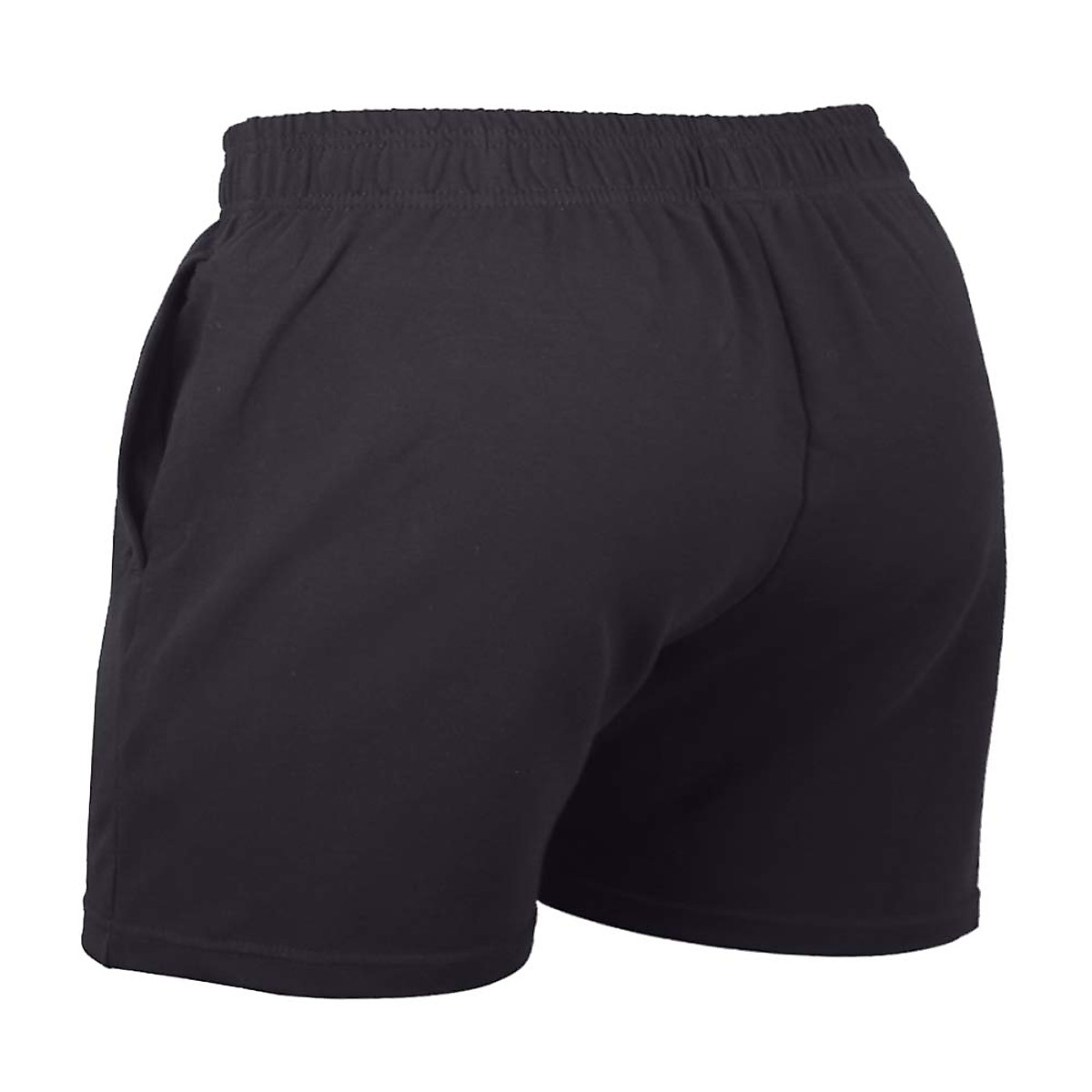 JEEING GEAR Men's Bodybuilding Workout Gym Shorts 5" Inseam Sports Cotton with Pocket Black Color Size M