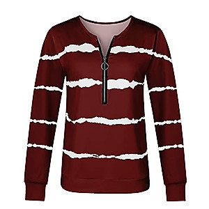 Long Sleeve Shirts for Women Pack,Oversized Sweatshirt for Women Trendy Graphic V Neck Work Fleece Long Sleeve Hoodies Cute Happy Sweatshirts Plaid Christmas Sweaters for Women Wine