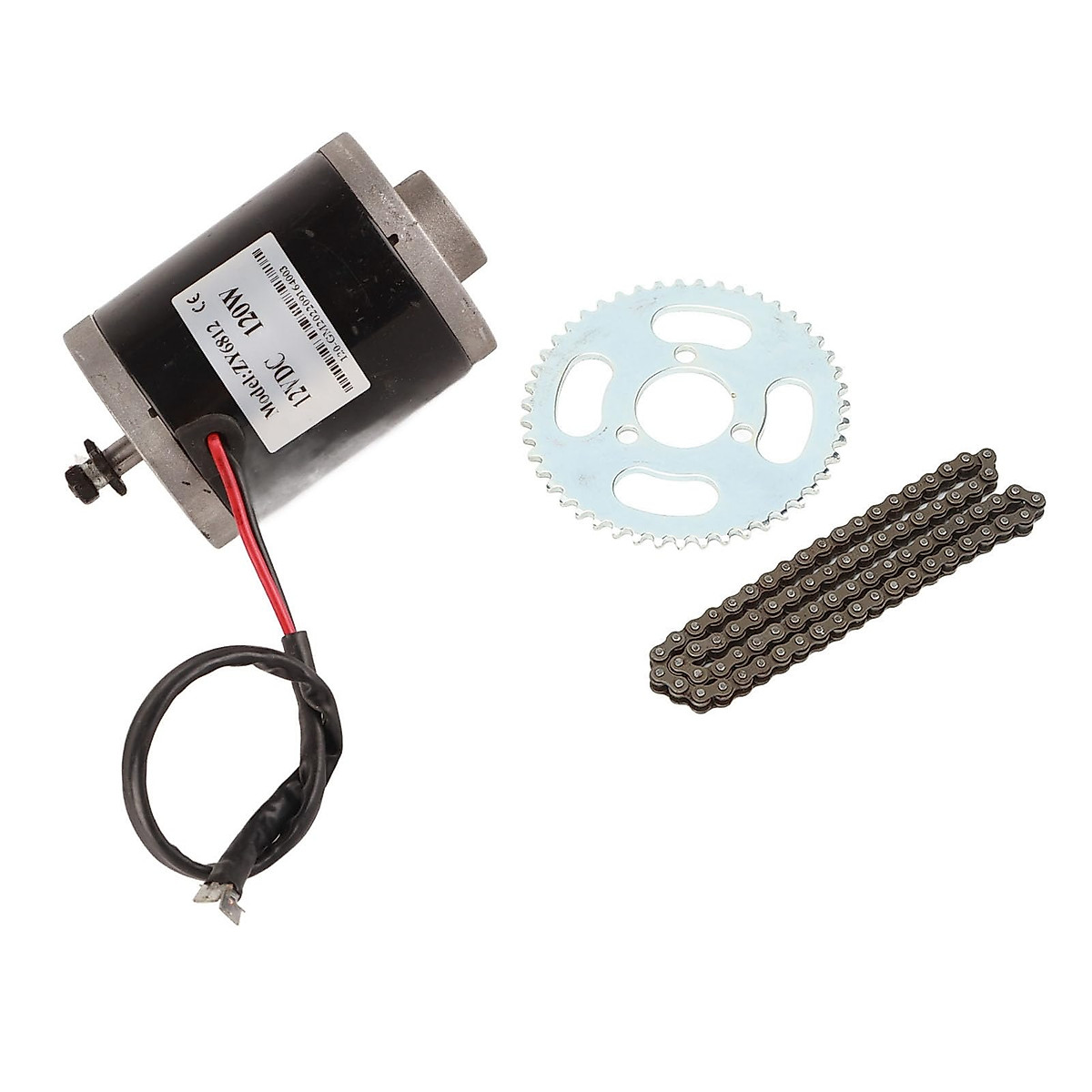 12V 120W High Speed Electric DC Brushed Motor Kit, Electric Scooter Brushed Motor Kit with 25H76 Chain and 25H 3 Hole 47 Teeth Crankset for Bike e-Bike ATV