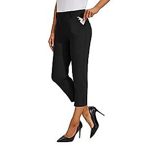 Willit Women's Capri Pants Dress Yoga Pants Work Capri Slacks Stretch Office Pants High Waisted 21" Black 16